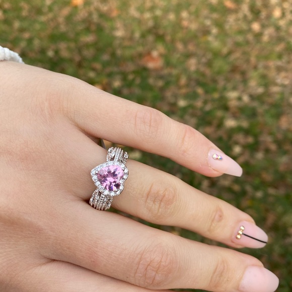 Jewelry | New Heart Love Romantic Pink Zircon 925silver Ring | Poshmark